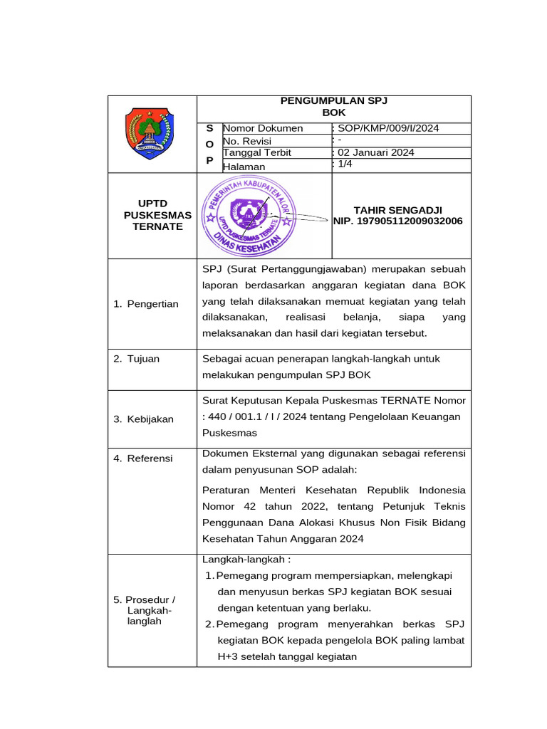 Sop Pengumpulan SPJ Bok | PDF
