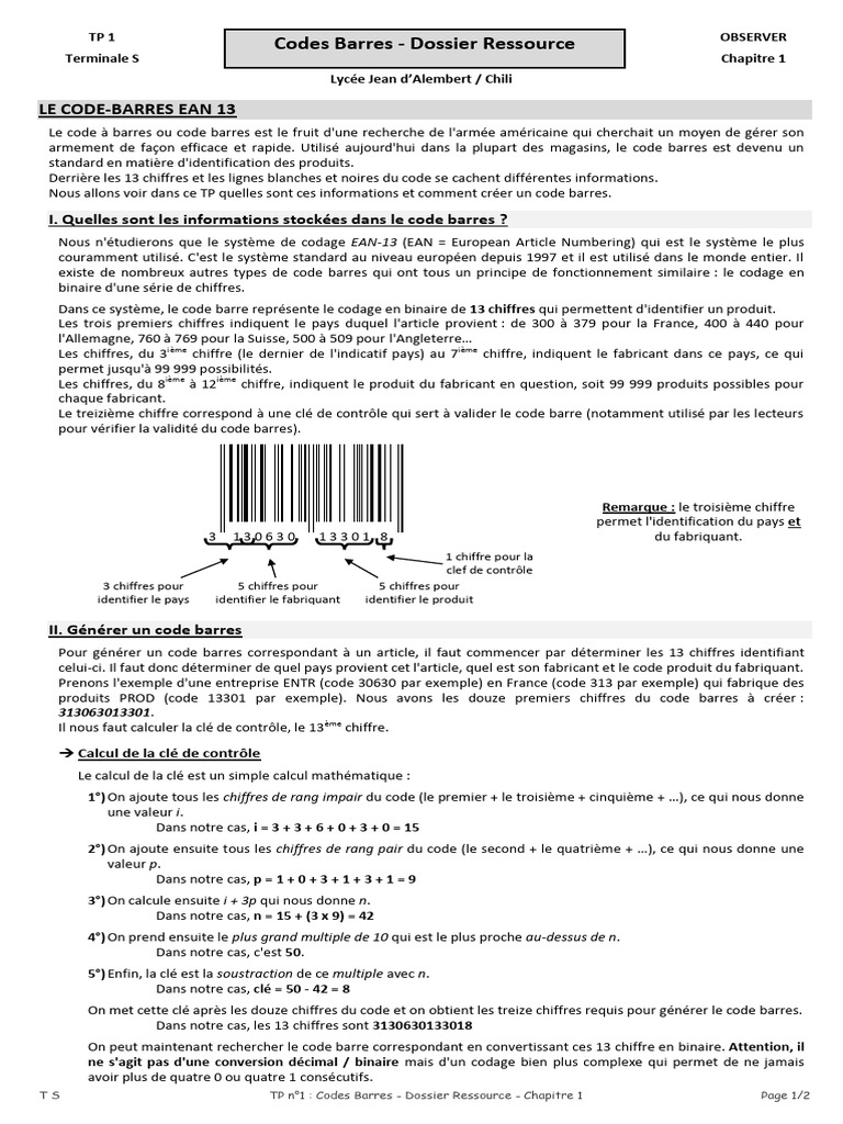 TS - Chap 1 - TP1 - Dossier Ressource | PDF