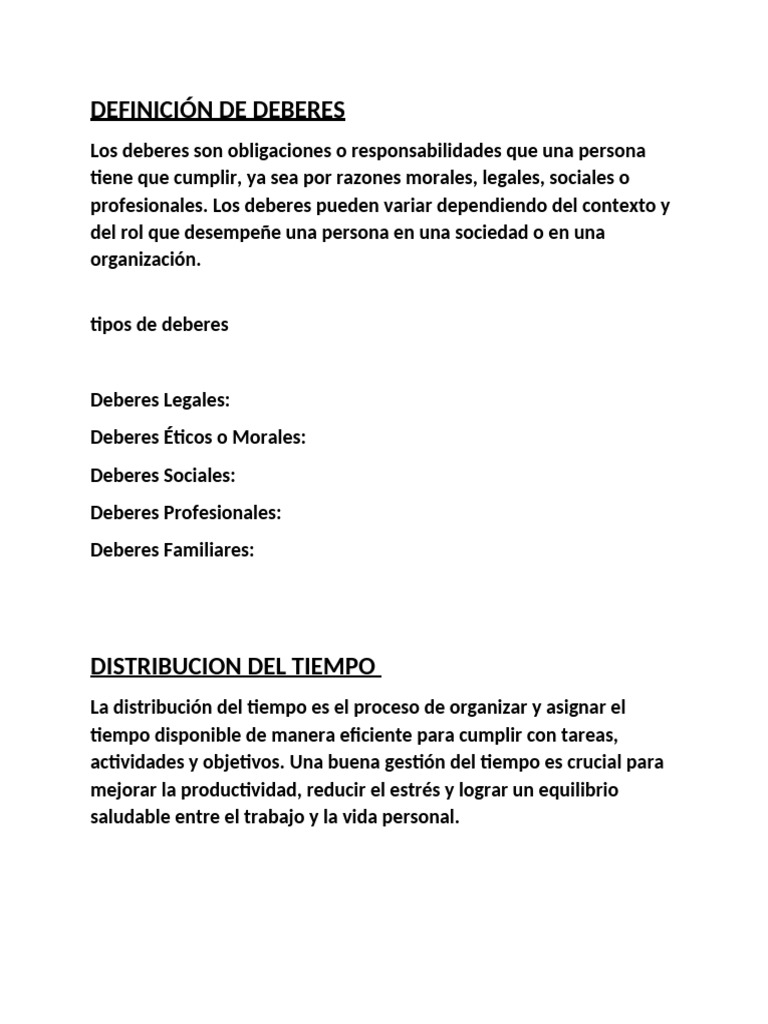 Definición de Deberes | PDF