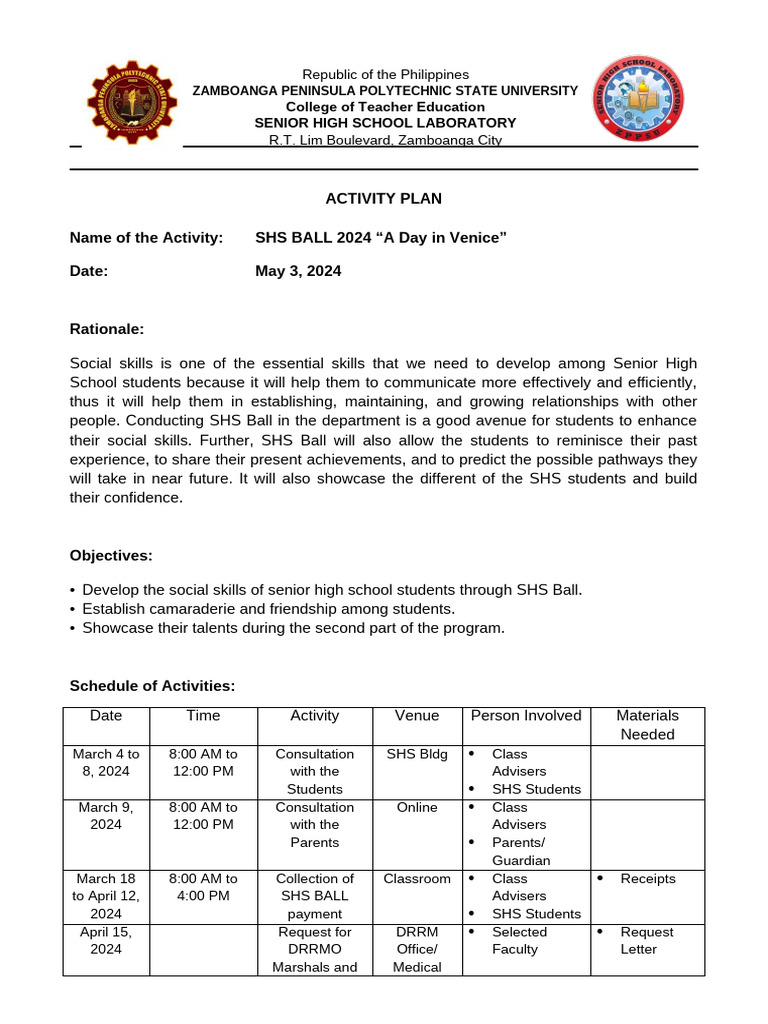 SHS Ball 2024 Letter | PDF