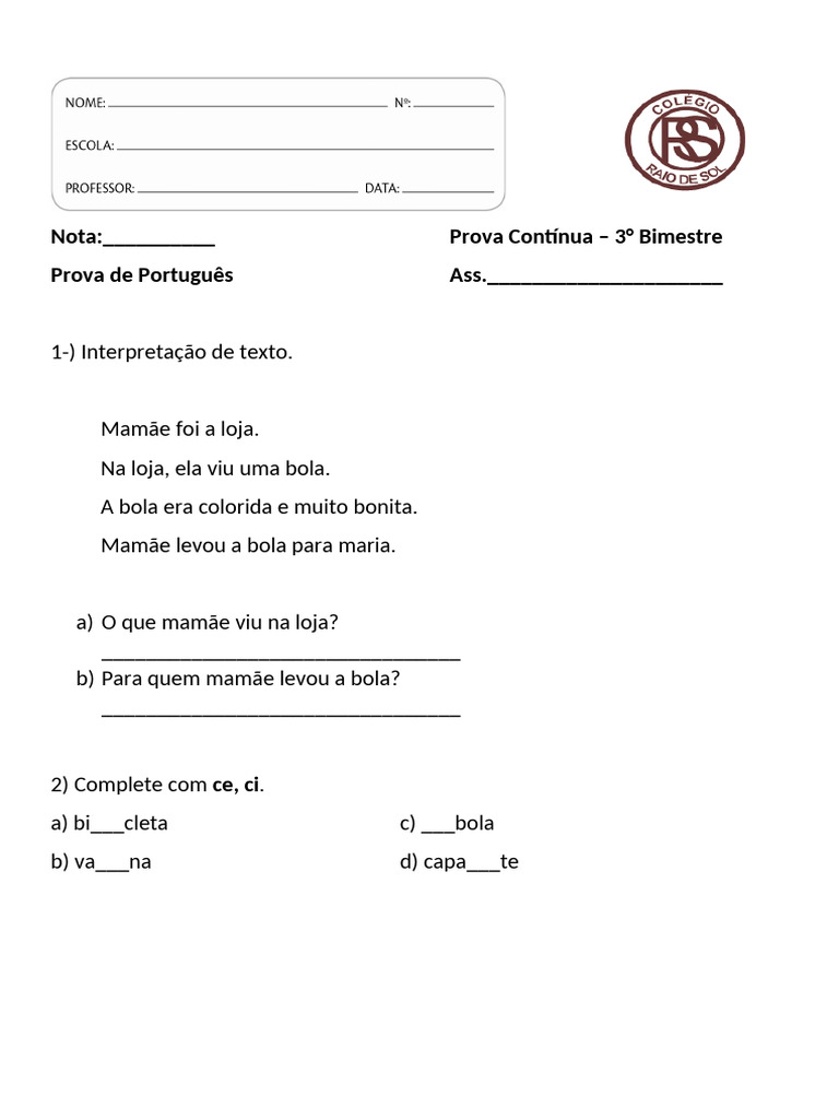 Modelo de Prova | PDF