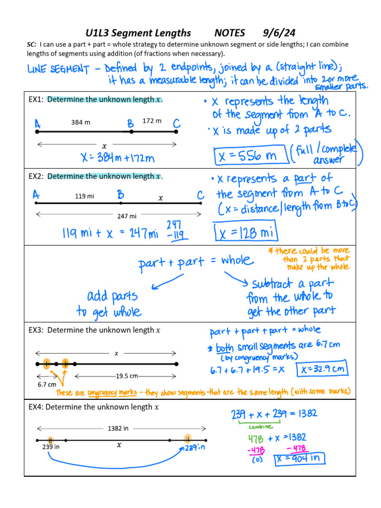 U1L3 Segment Lengths DETAILED NOTES | PDF