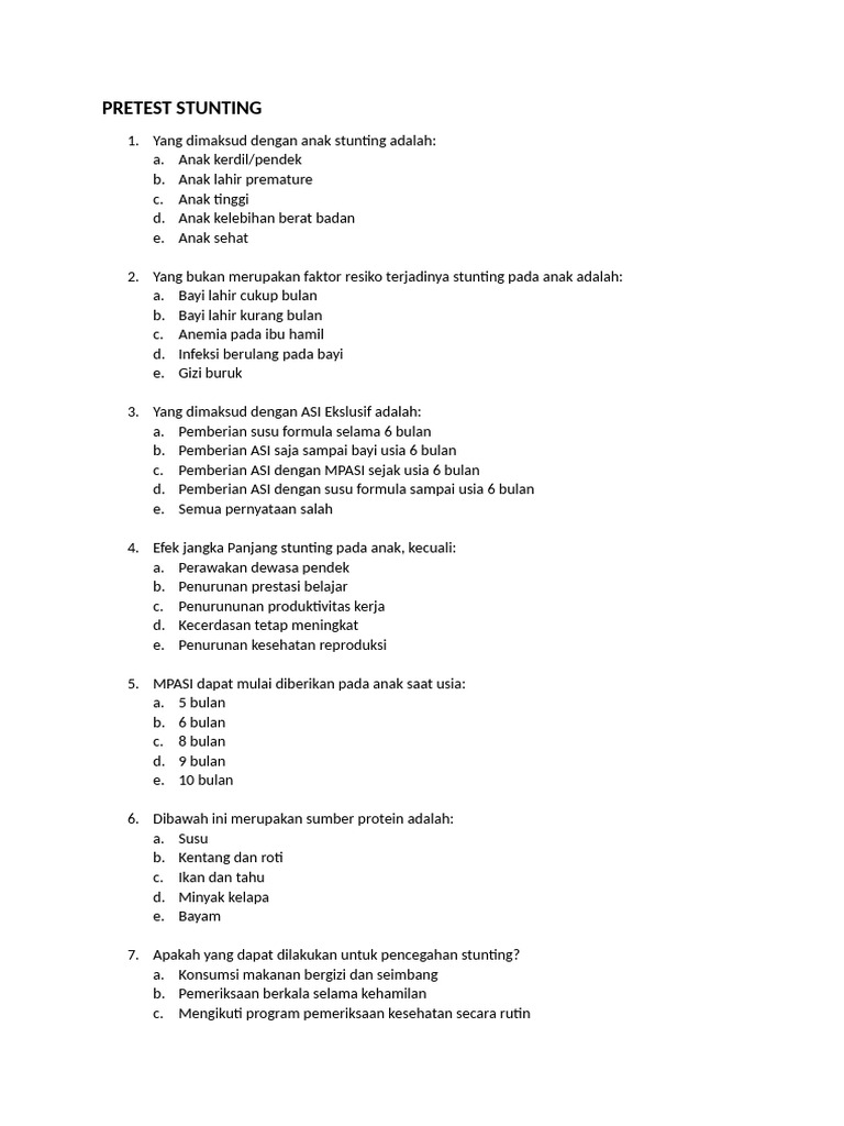 Pretest Stunting | PDF
