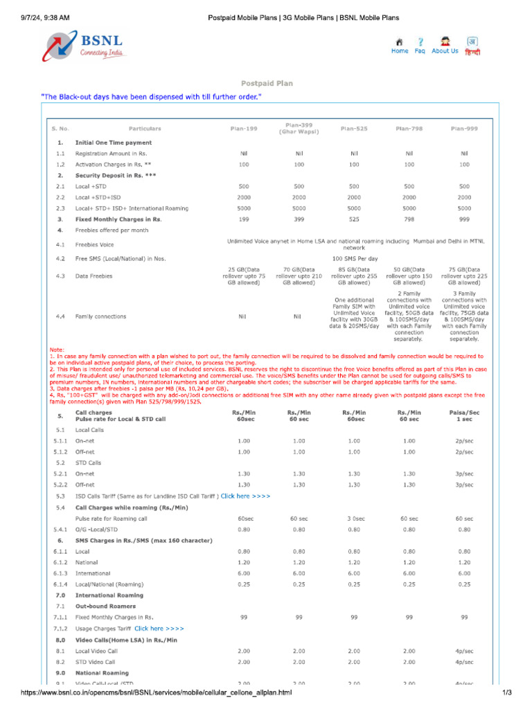 BSNL Plans | PDF