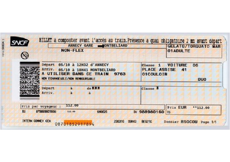 Billet de Train | PDF