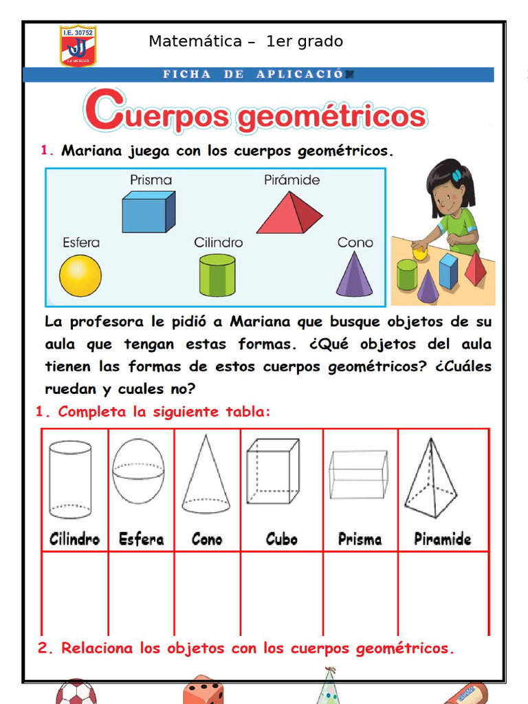 FICHA DE CUERPOS GEOMÉTRICOS | PDF