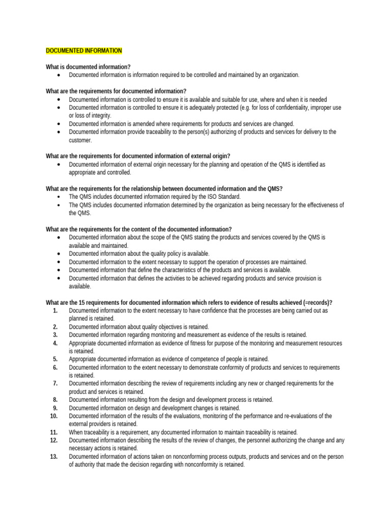 Documented Information | PDF