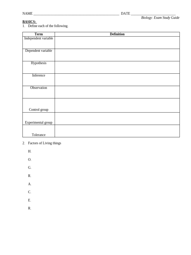 Bio s1 Study Guide | PDF