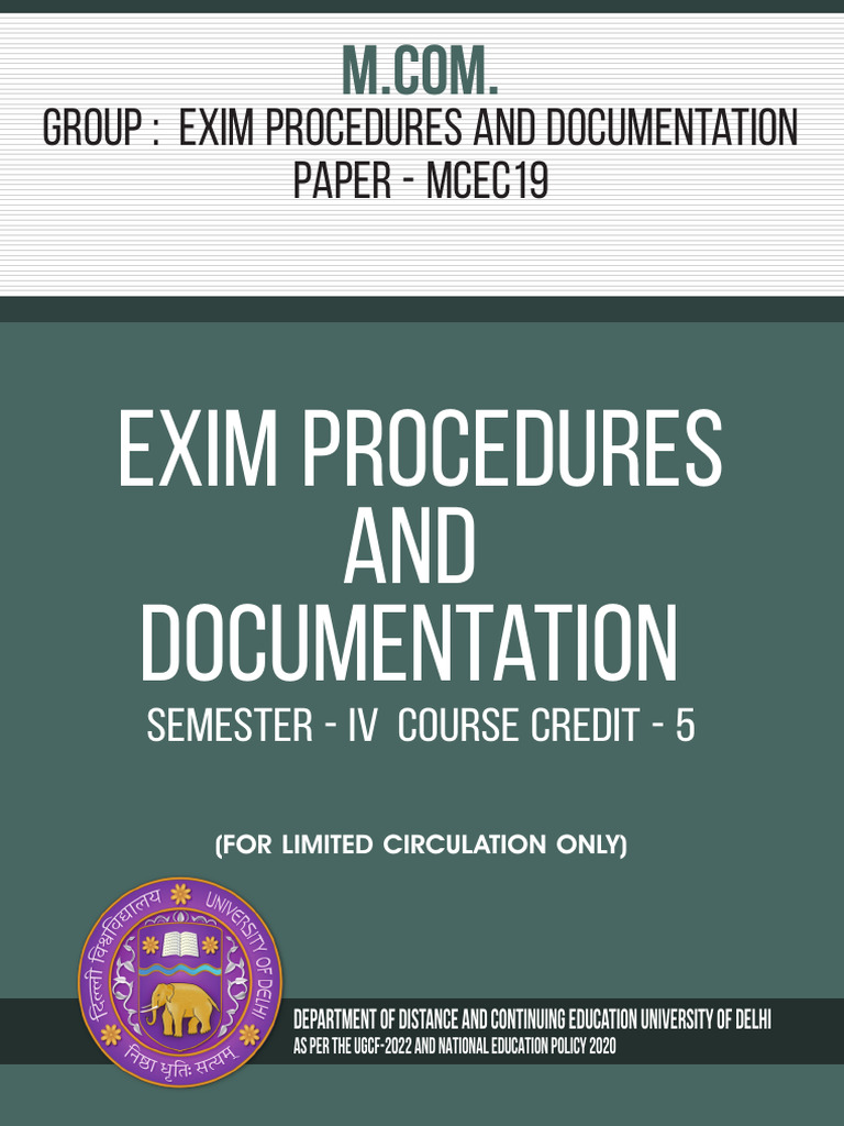 EXIM Procedures and Documentation - NEP | PDF