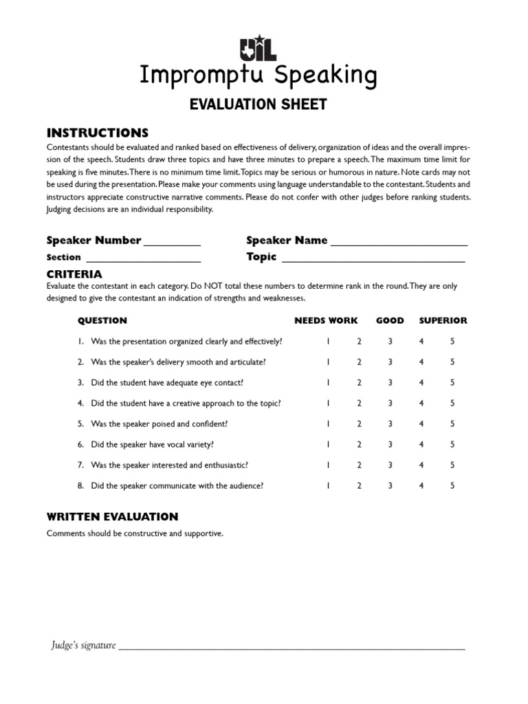 Impromptu Speaking 1819 | PDF