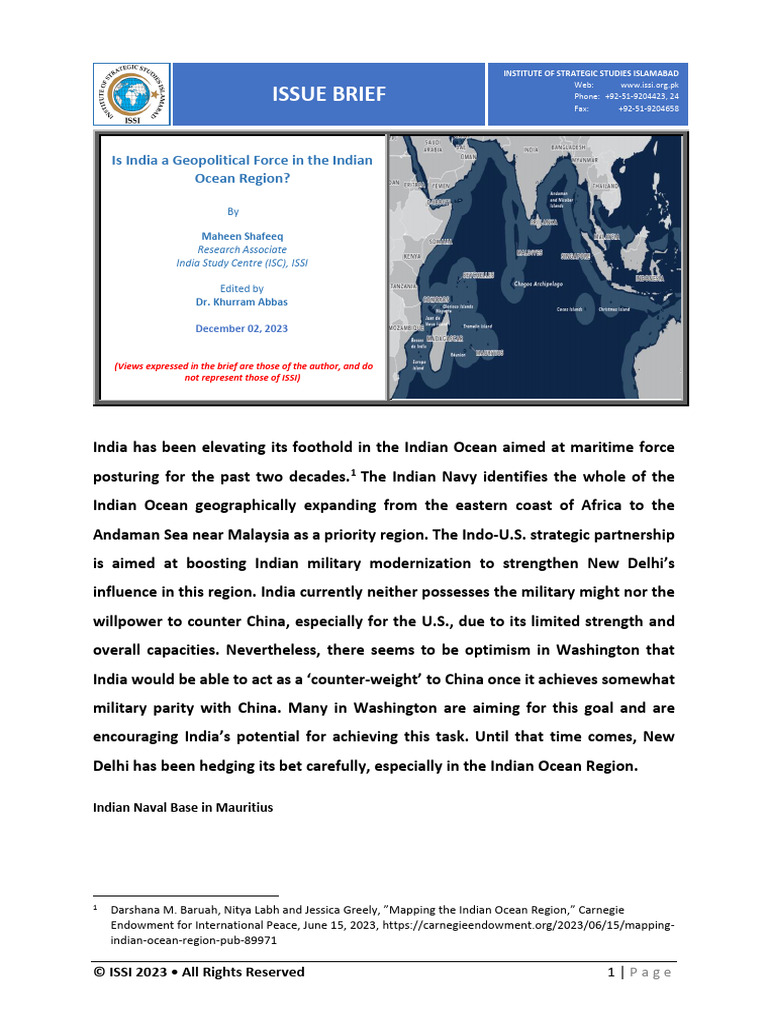India As Geopolitical Force | PDF | Strait Of Malacca | South Asia