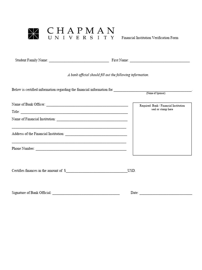 Financial Institution Verification Form | PDF