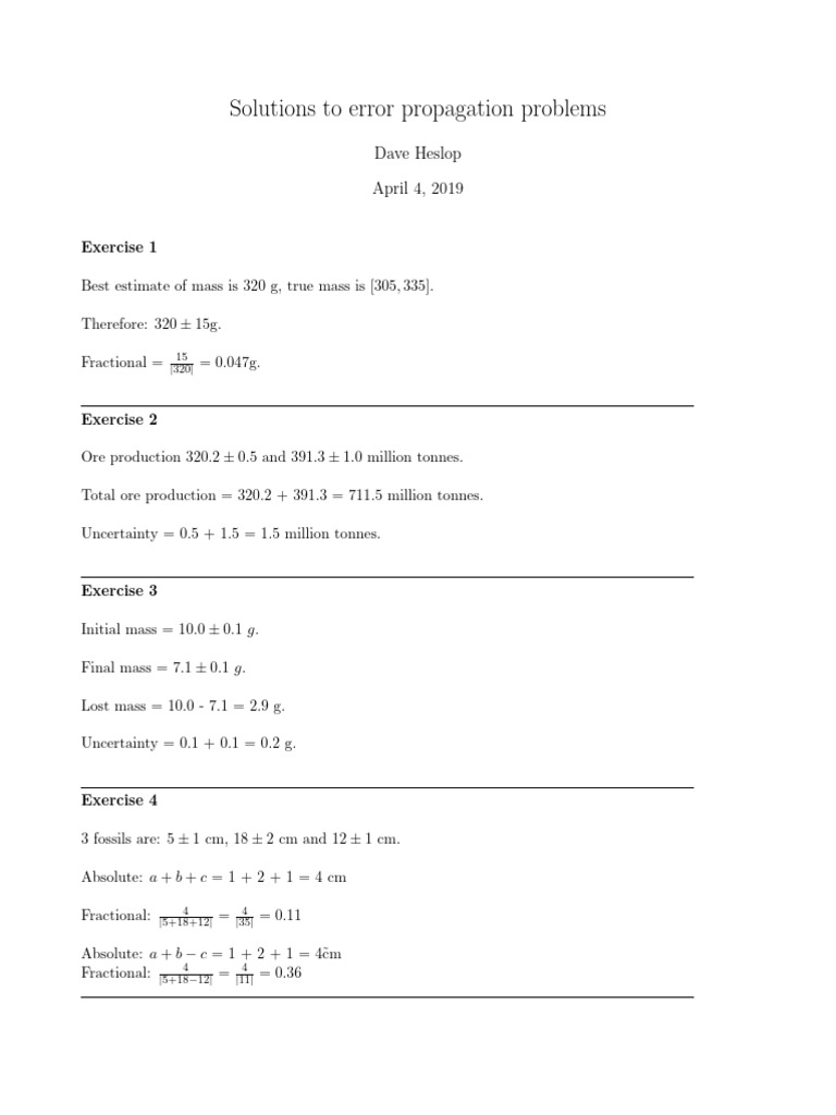 Exercises Errors Solutions | PDF