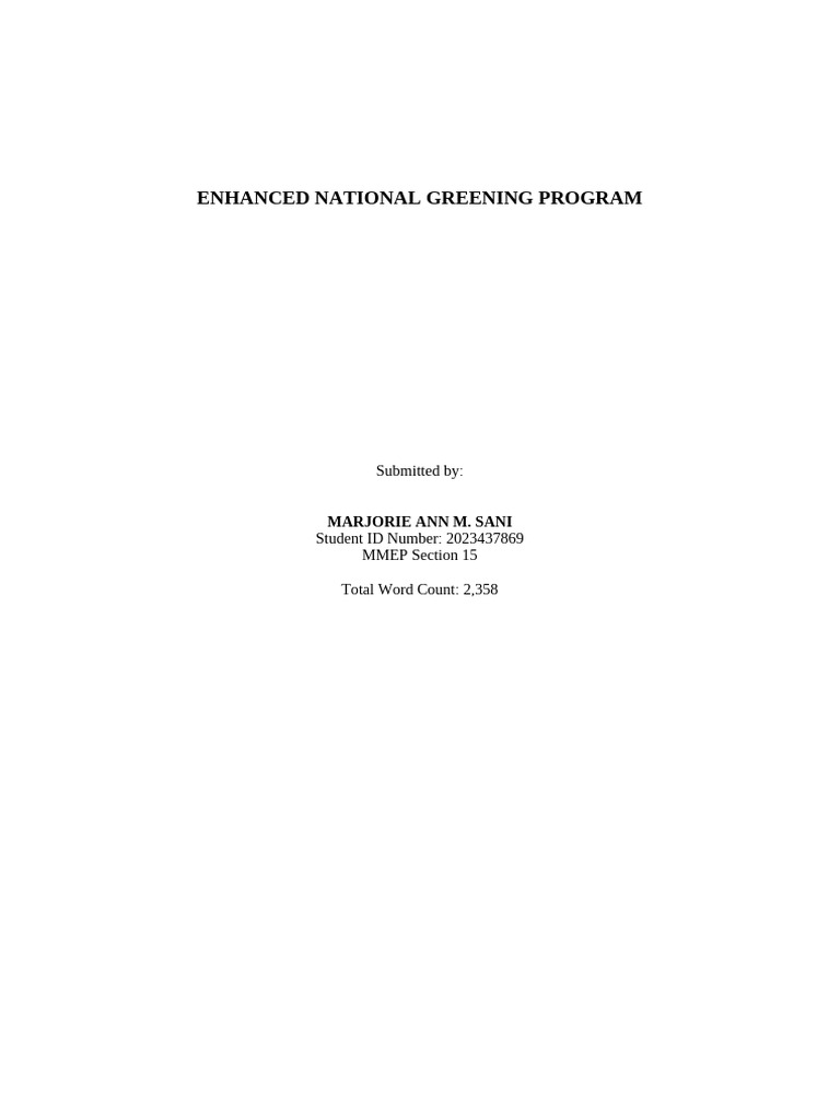 Enhanced National Greening Programe (Critique Paper) | PDF