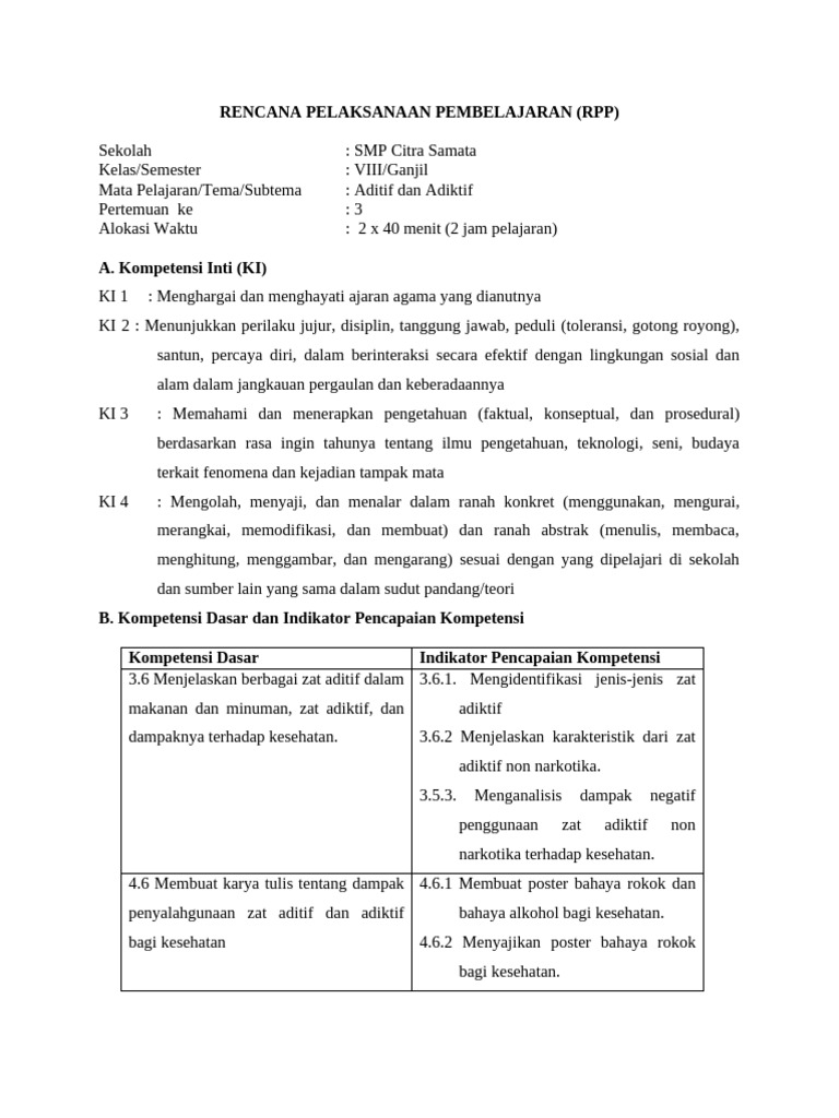 RPP Adiktif Pertemuan 8 | PDF