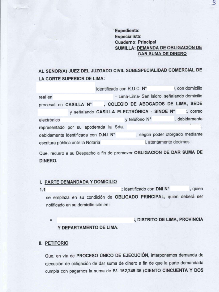 Modelo Estructura Demanda de Ejecución-OSCAR-9-13 | PDF