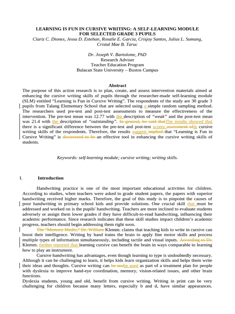 GROUP-6-LEARNING IS FUN IN CURSIVE WRITING A SELF-LEARNING MODULE | PDF