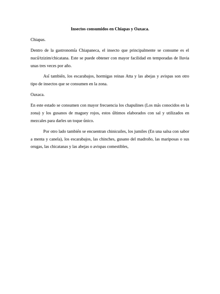 Insectos Consumidos en Chiapas y Oaxaca | PDF | Caldo | Sopa de pollo
