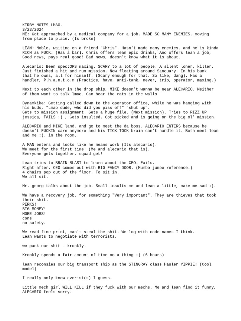 Kirby Notes | PDF