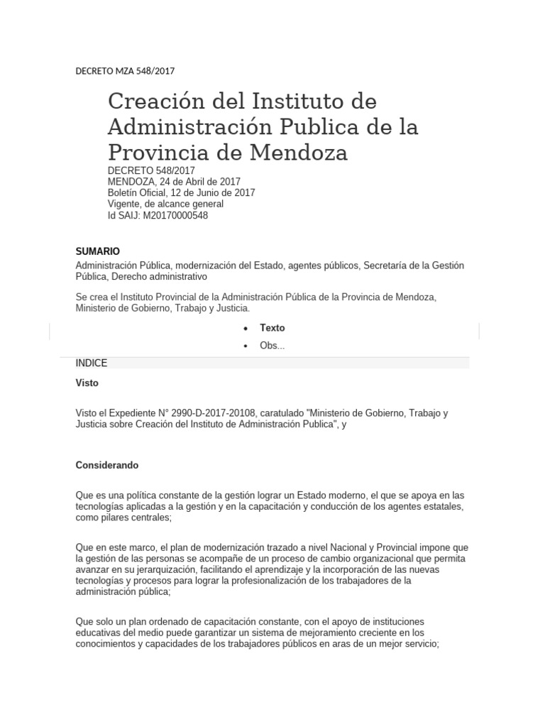 Decreto Mza 548 | PDF
