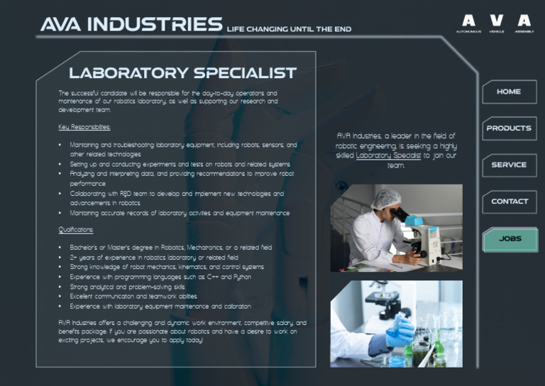 ADA Handout AVA Laboratory-Specialist Job-Application | PDF