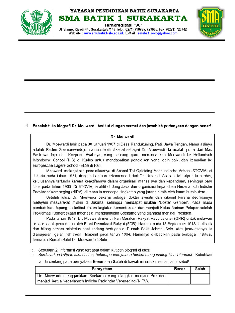 SOAL PSTS_ B,IND_XII_ GASAL 2023-2024 | PDF