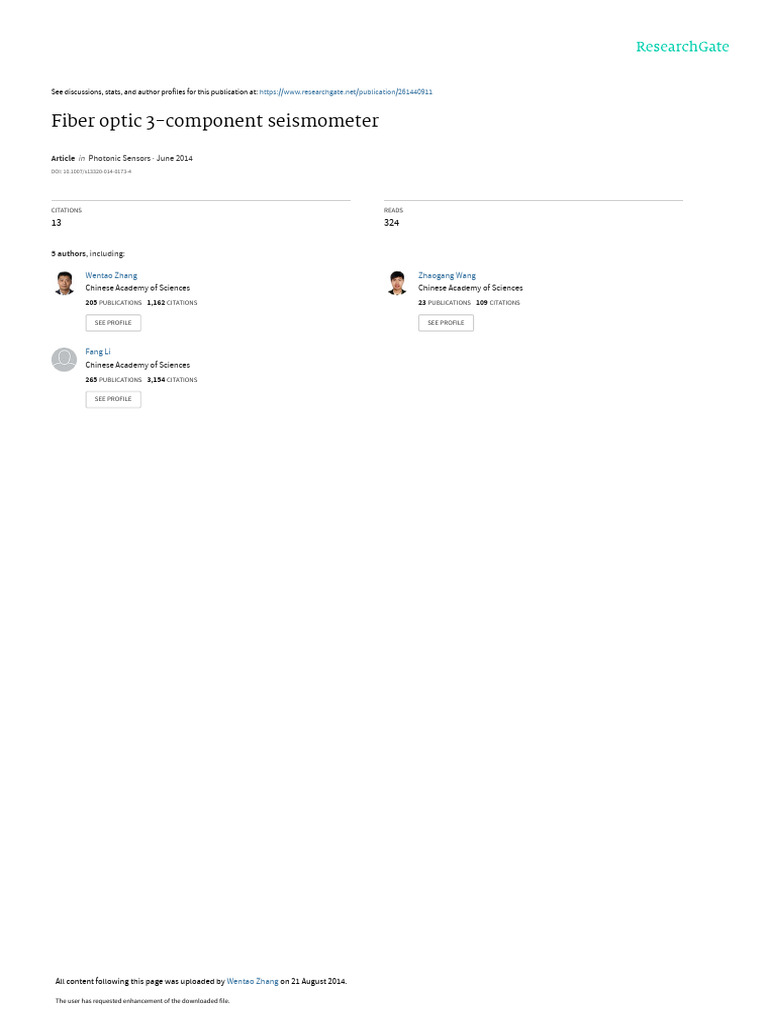Fiber Optic 3-Component Seismometer | PDF