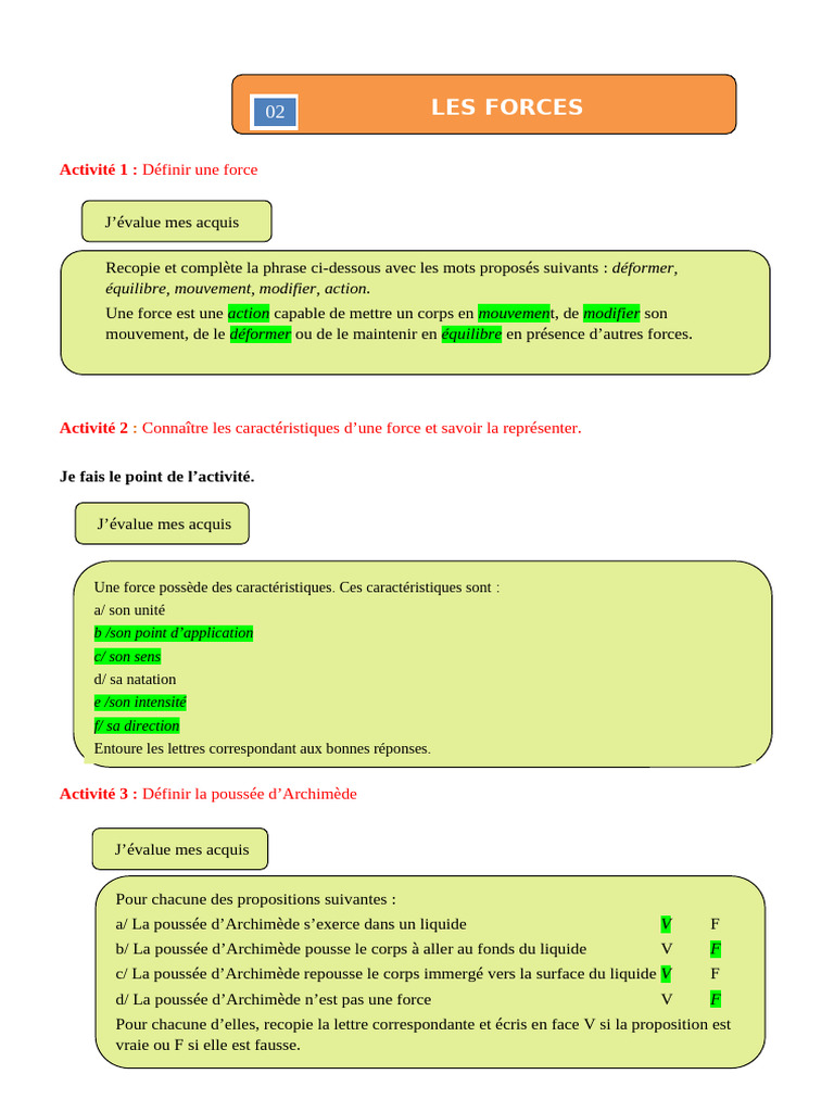 Leçon 4 - Les Forces | PDF