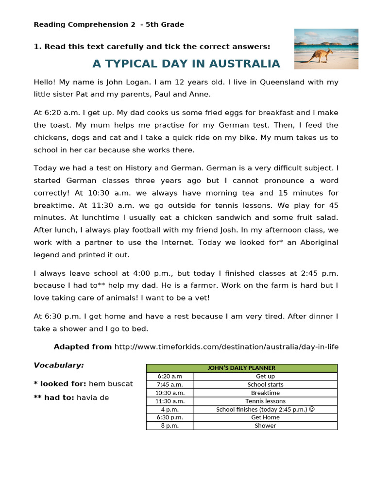 Reading Comprehension 2 | PDF | Lunch | Foods