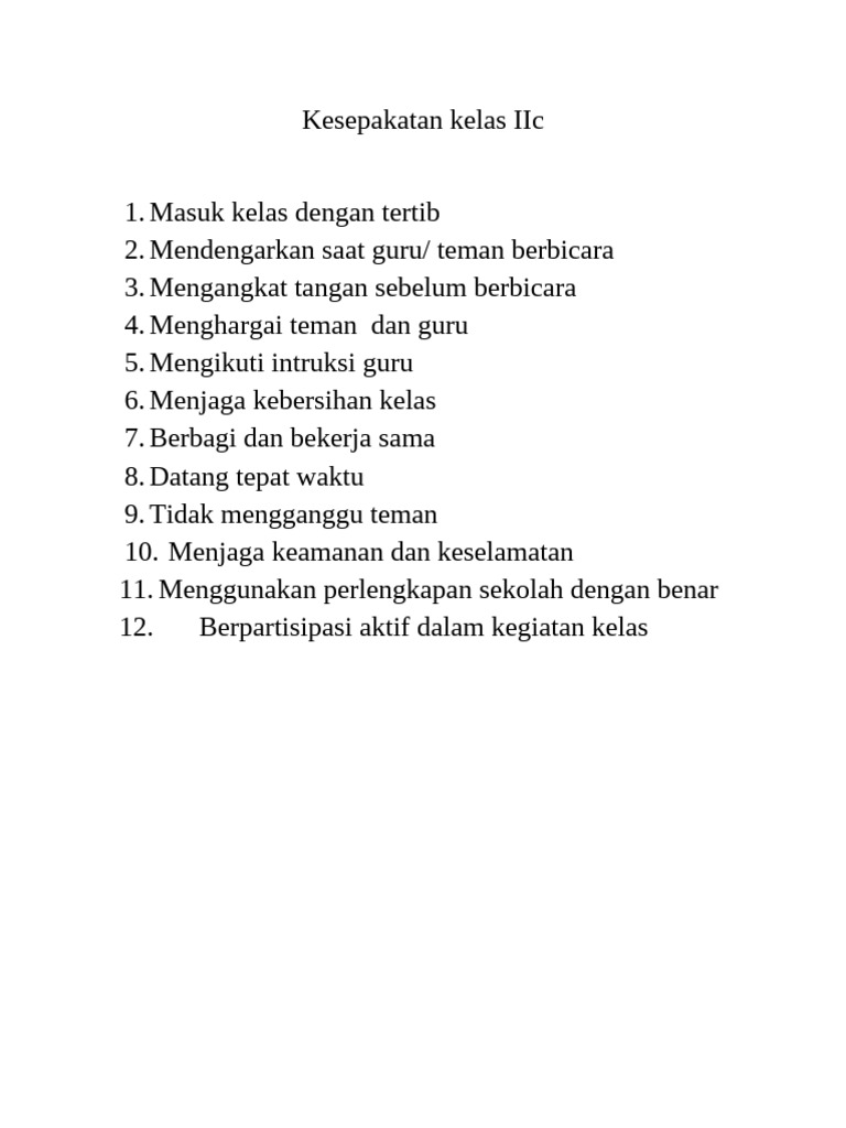 Kesepakatan Kelas IIc | PDF