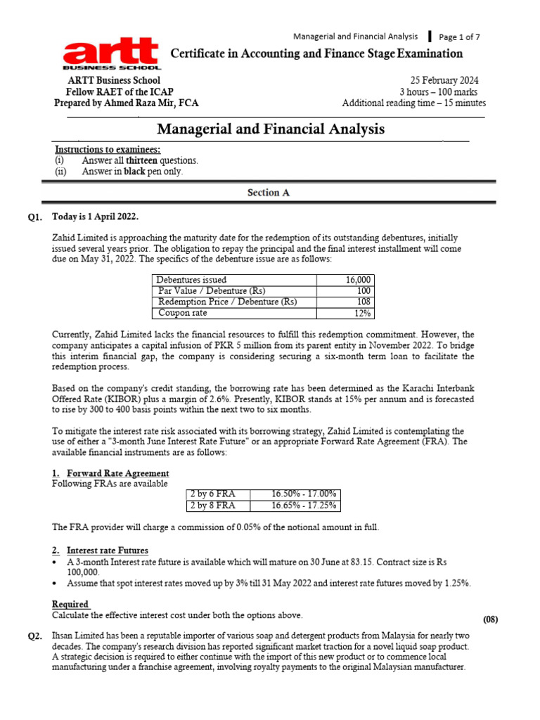 MFA March 2024 Mock - Final | PDF