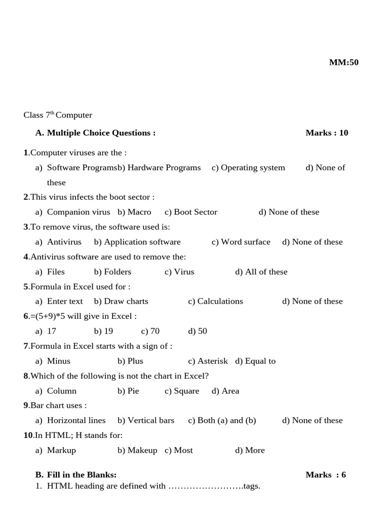 Class 7th Computer Annual | PDF