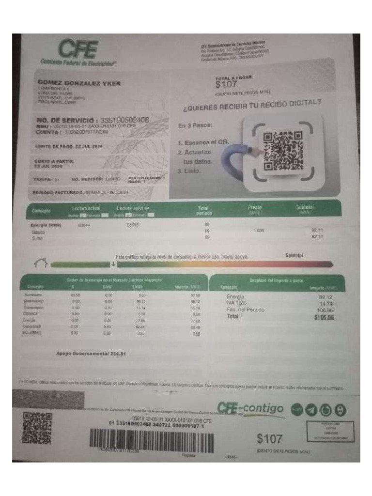 Comprobante CFE | PDF