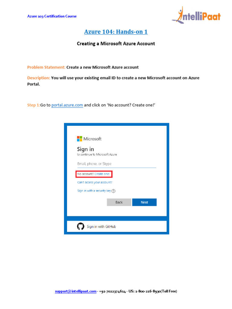 Handson 1 Creating an Azure Portal | PDF