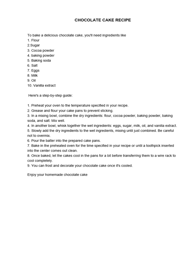 Chocolate Cake | PDF