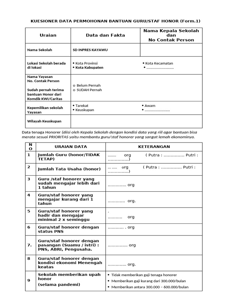 KUESIONER LPK Komdik KWI. | PDF