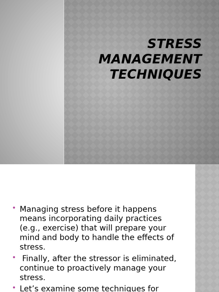 Lec 19 - Stress Management Techniques | PDF