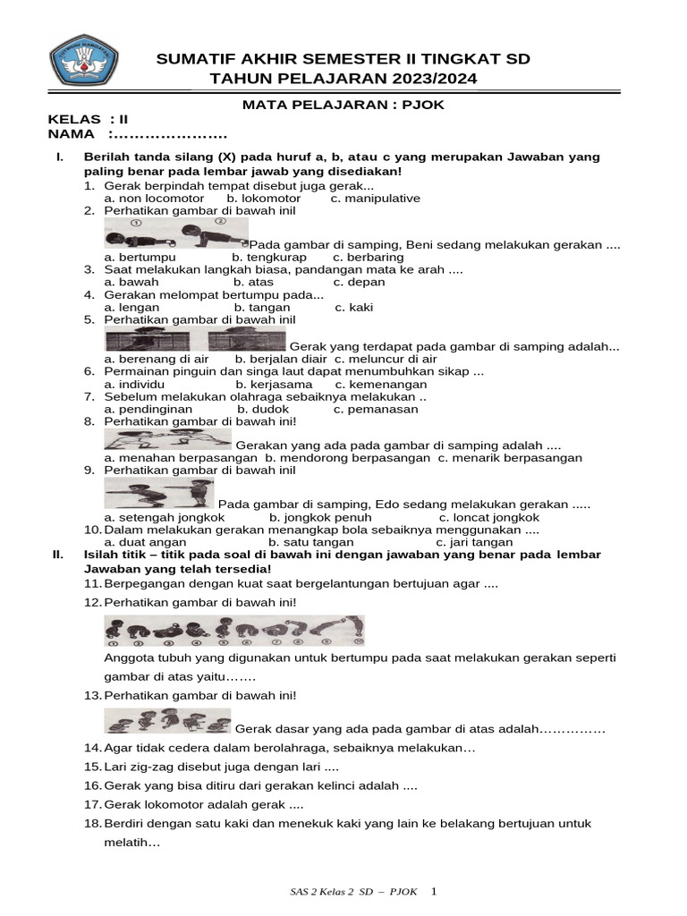 SAS 2 KELAS 2 - PJOK (1) | PDF