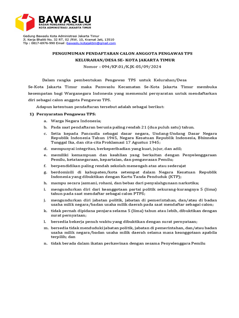 Pengumuman PTPS | PDF