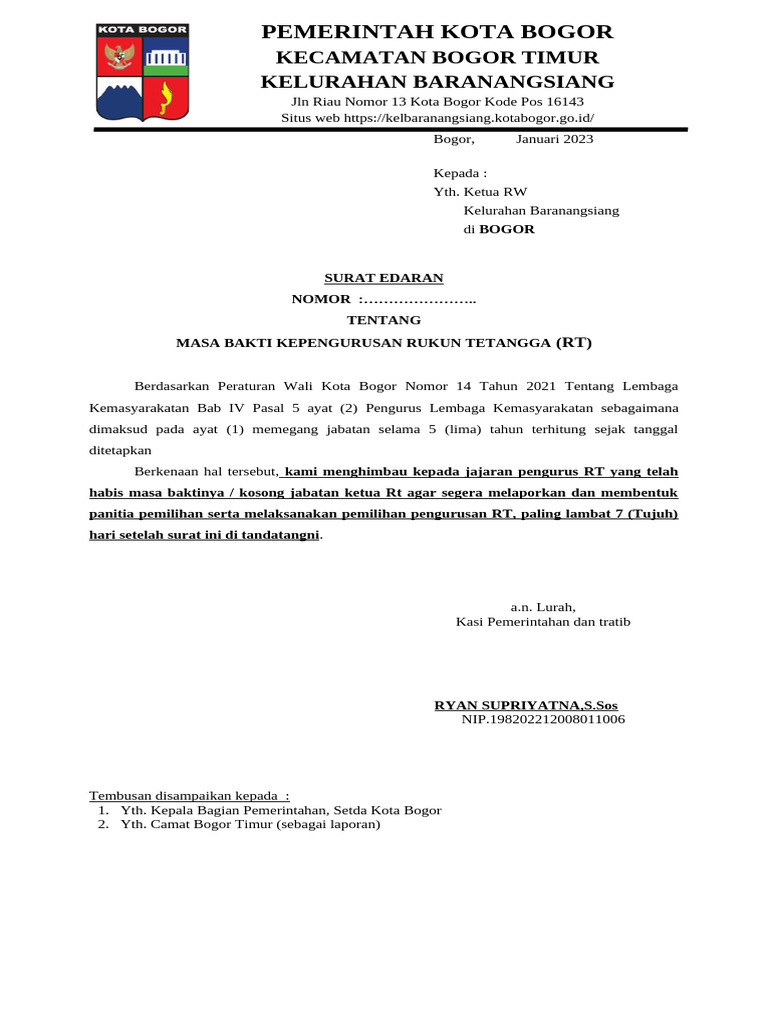 Surat Edaran RT-RW | PDF