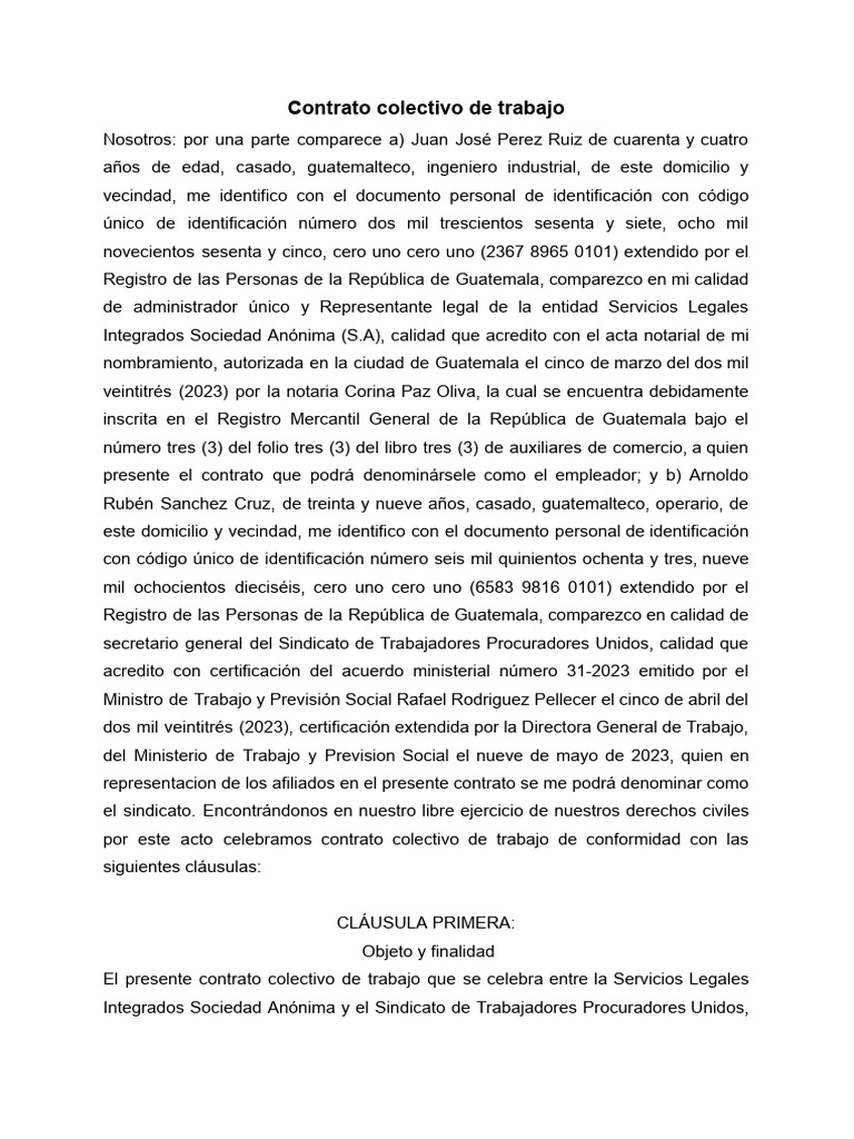 Contrato Colectivo de Trabajo | PDF