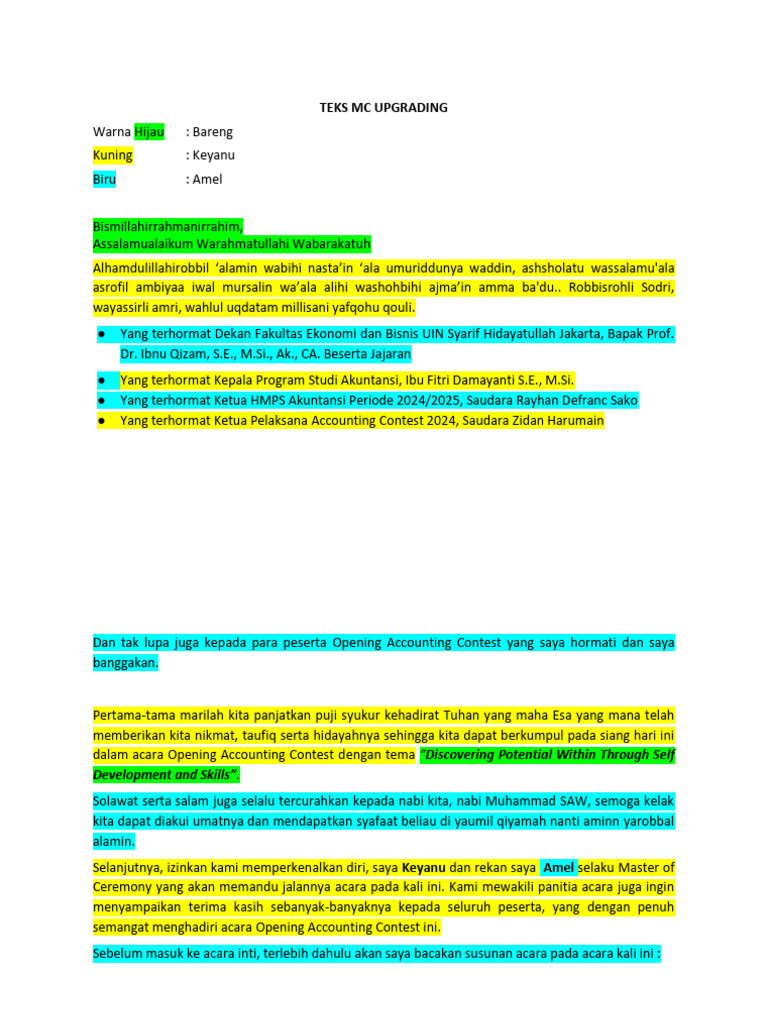 Teks MC Opening Accest v2 | PDF