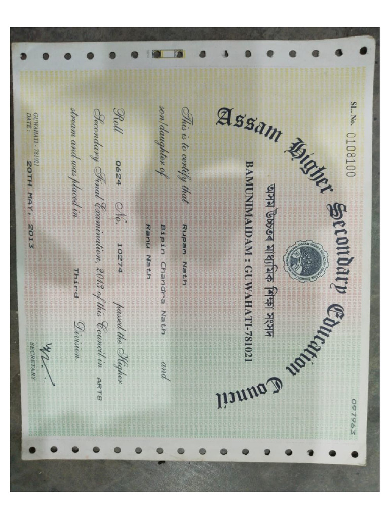 Rupam Ha Pass Certificate | PDF