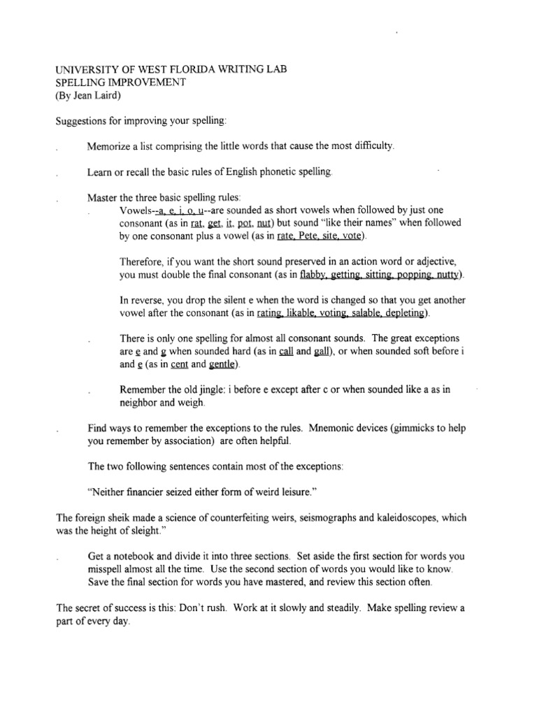 Spelling Correcting Common Errors | PDF