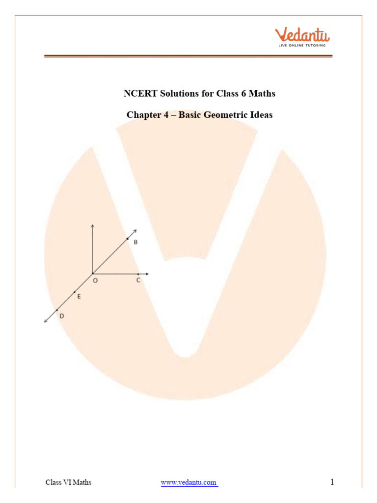 NCERT Solutions For Class 6 Maths Chapter 4 - Basic Geometric Ideas | PDF