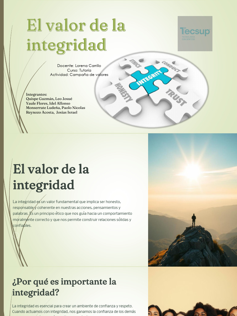 El Valor de La Integridad | PDF | Felicidad | Relaciones personales ...