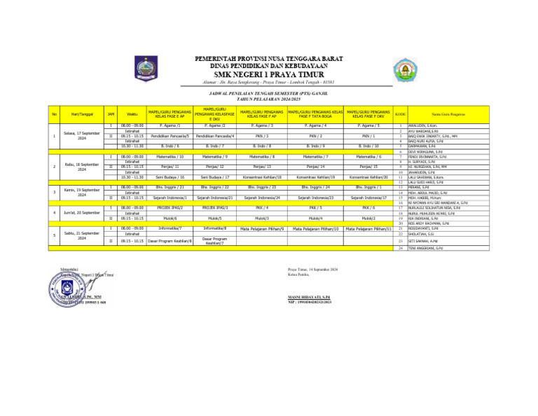 JADWAL MID SEMESTER | PDF
