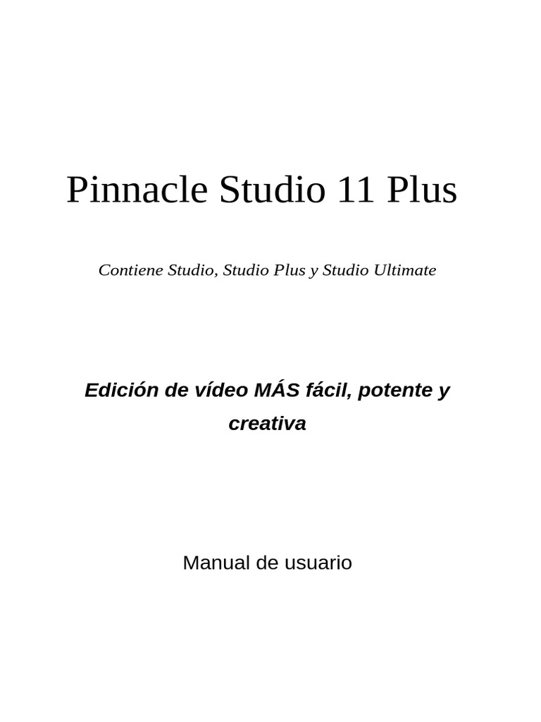 Manual Pinnacle Studio 11 Plus | PDF