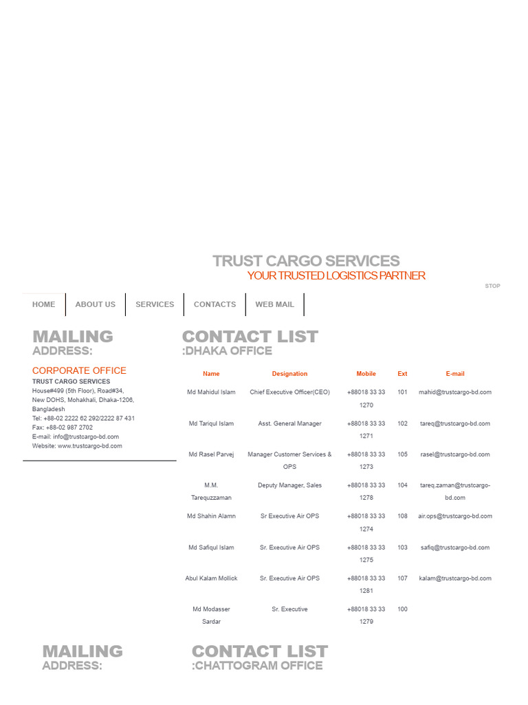 Trust Cargo Services_email IDS | PDF