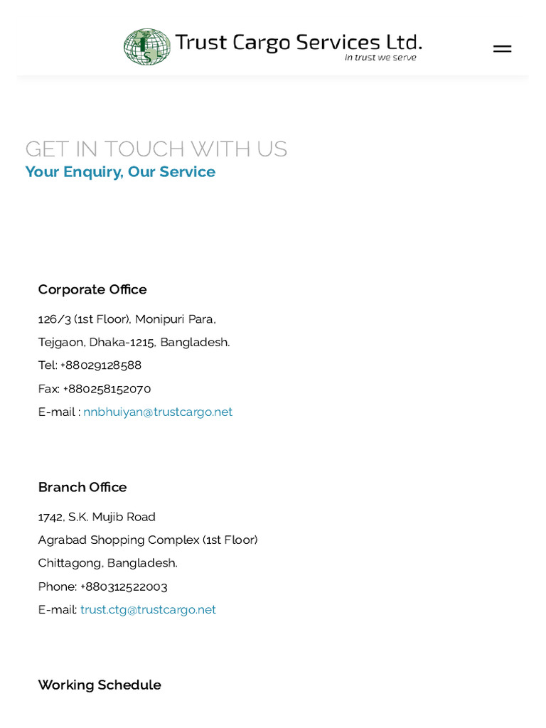 Trust Cargo Services Ltd-CONTACT - Page-01 | PDF